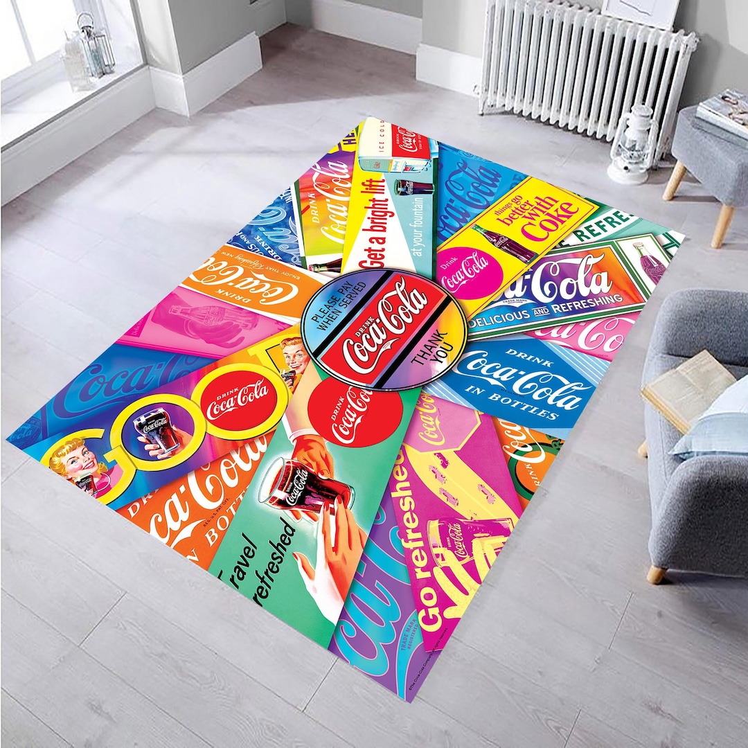 Coca Cola Rug, Colorful Rug, Home Decor Rug, Red Rug, Coke Rug, Popular ...