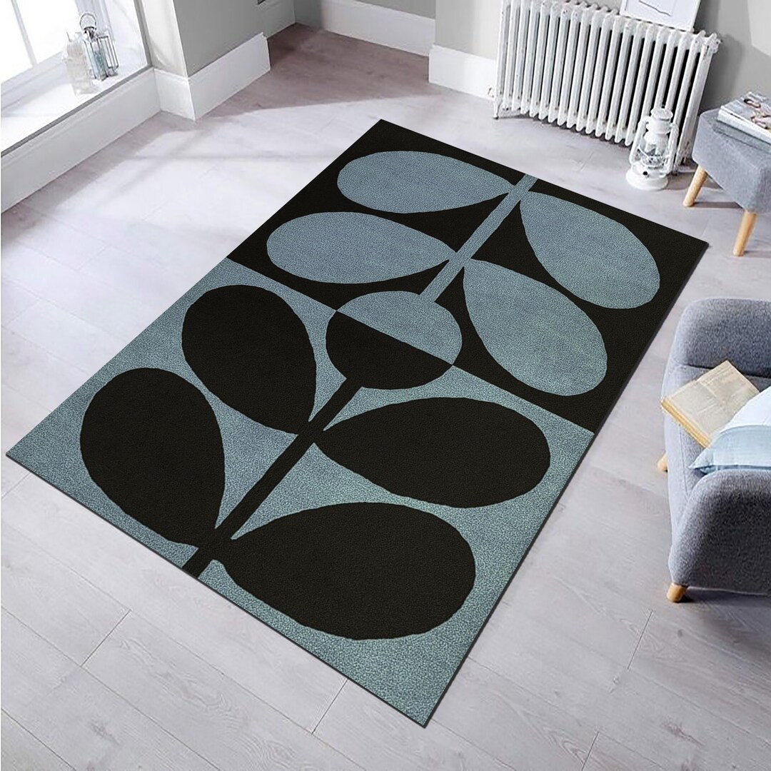 Black Geometric Rug: Abstract Art Decor, Washable Area Rug - Etsy