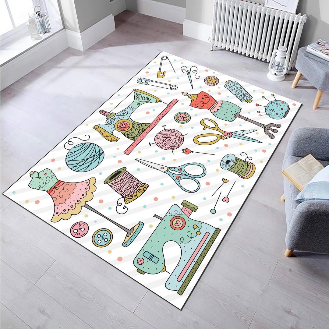 Sewing Pattern Rug,sewing Rug,for Women Gift Rug,colorful Rug,gift for ...