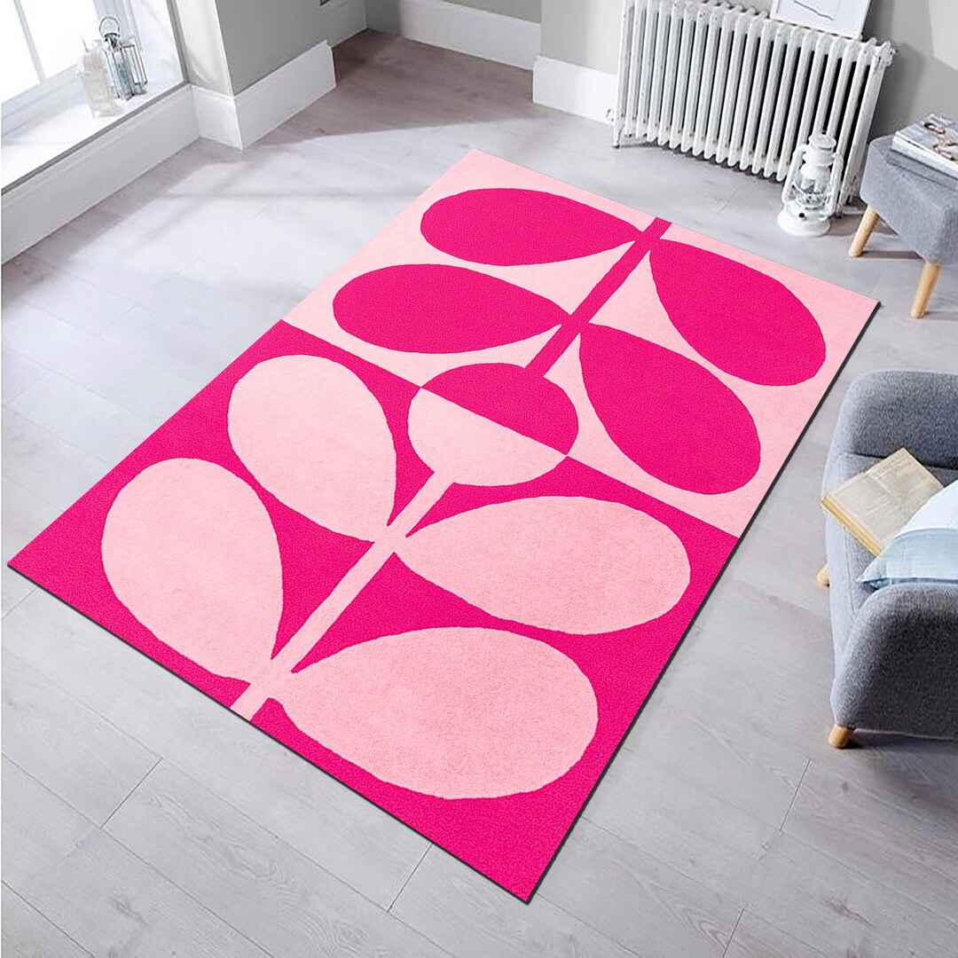 Pink Room Rug,mid Century Modern Art Rug,office Decor,mid Century Area ...