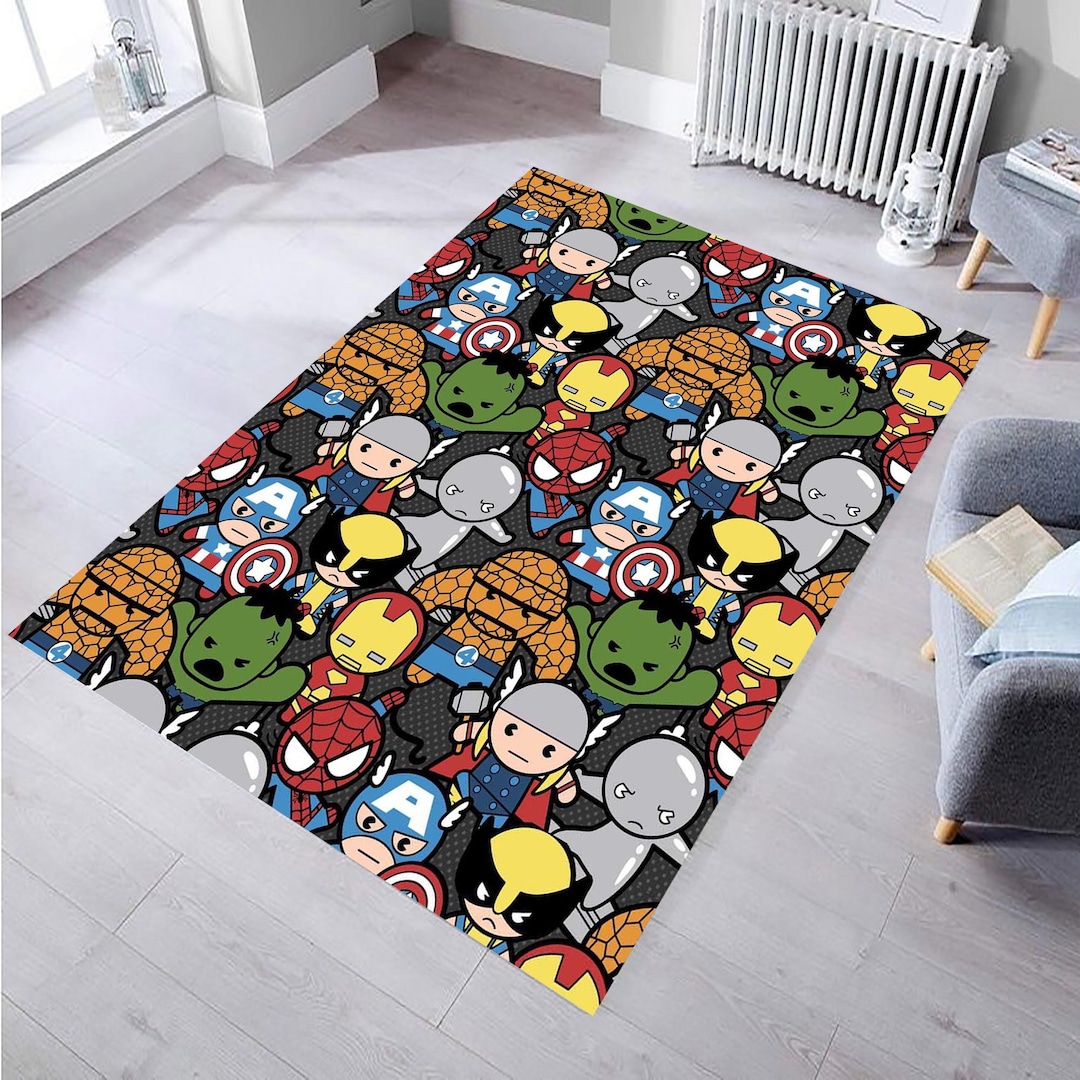 Spiderman, Iron Man, Kids Room Rug,captain America,iron Man, Child Rug ...