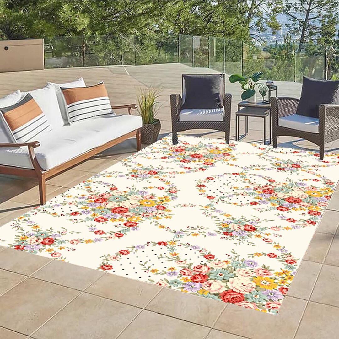 Flower Garden Rug,indoor,outside Area Rug,outdoor Rug,garden Decor ...
