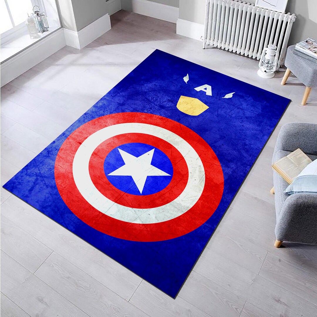 Captain America Rug: Non-slip Kids Room Decor - Etsy