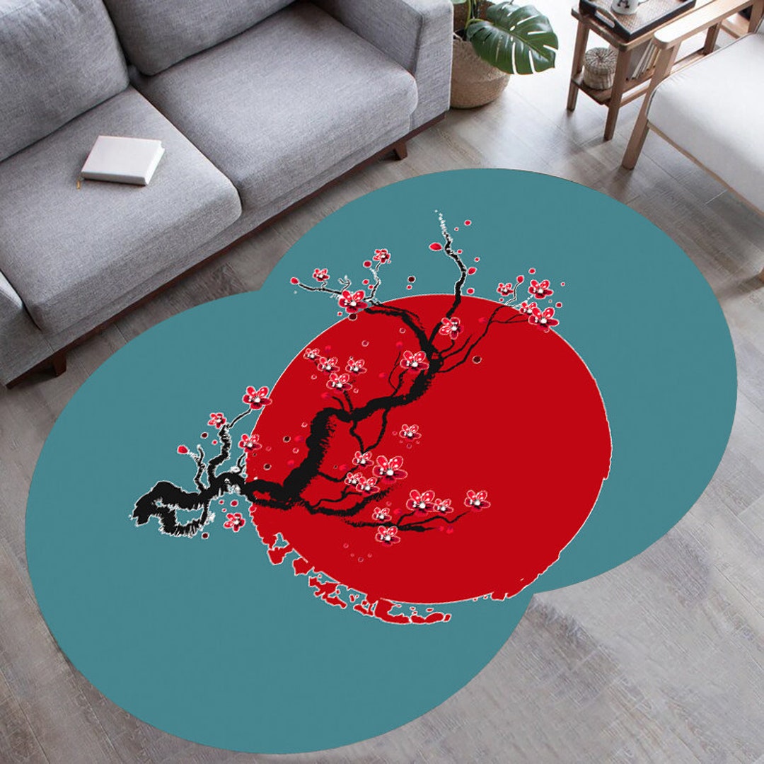 Cherry Rug,japanese Rug,tree Branch Rug,oval Rug,rug for Bedroom Rug ...