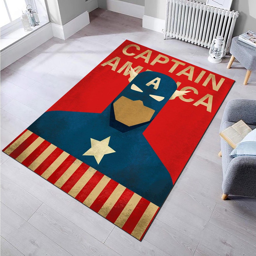 Captain America Rug, Fan Rug, Child Rug, Kids Room Rug, Gift Rug, Rug ...