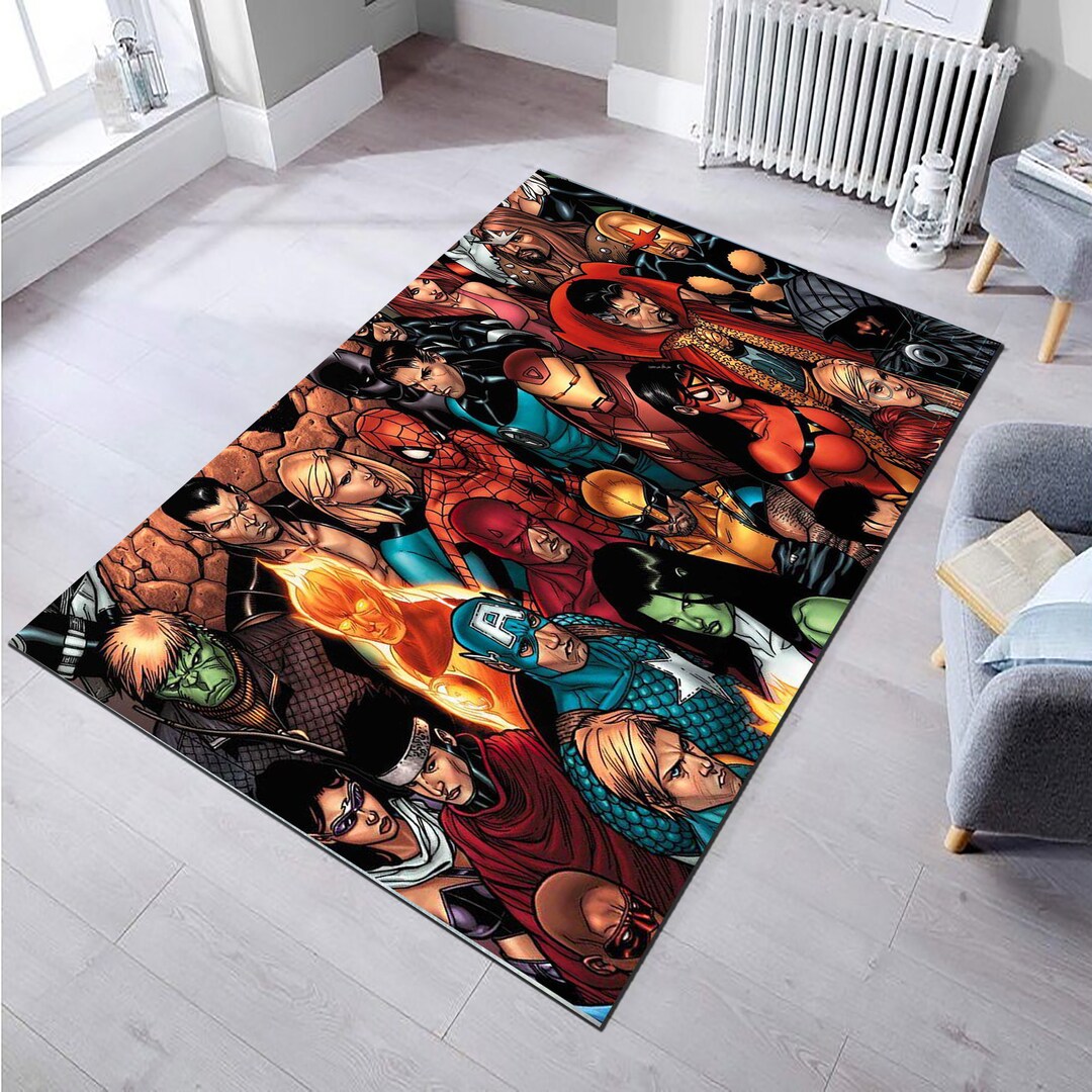 Captain America Rug-super Hero Rug-iron Man-hulk Rug-spiderman Rug-boys ...