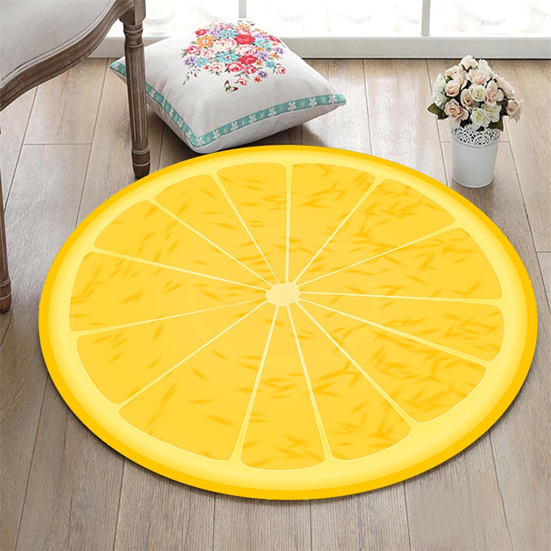 Lemon Patterned Rug ,kids Room Rug,round Rug, Child Rug,rug for Living ...