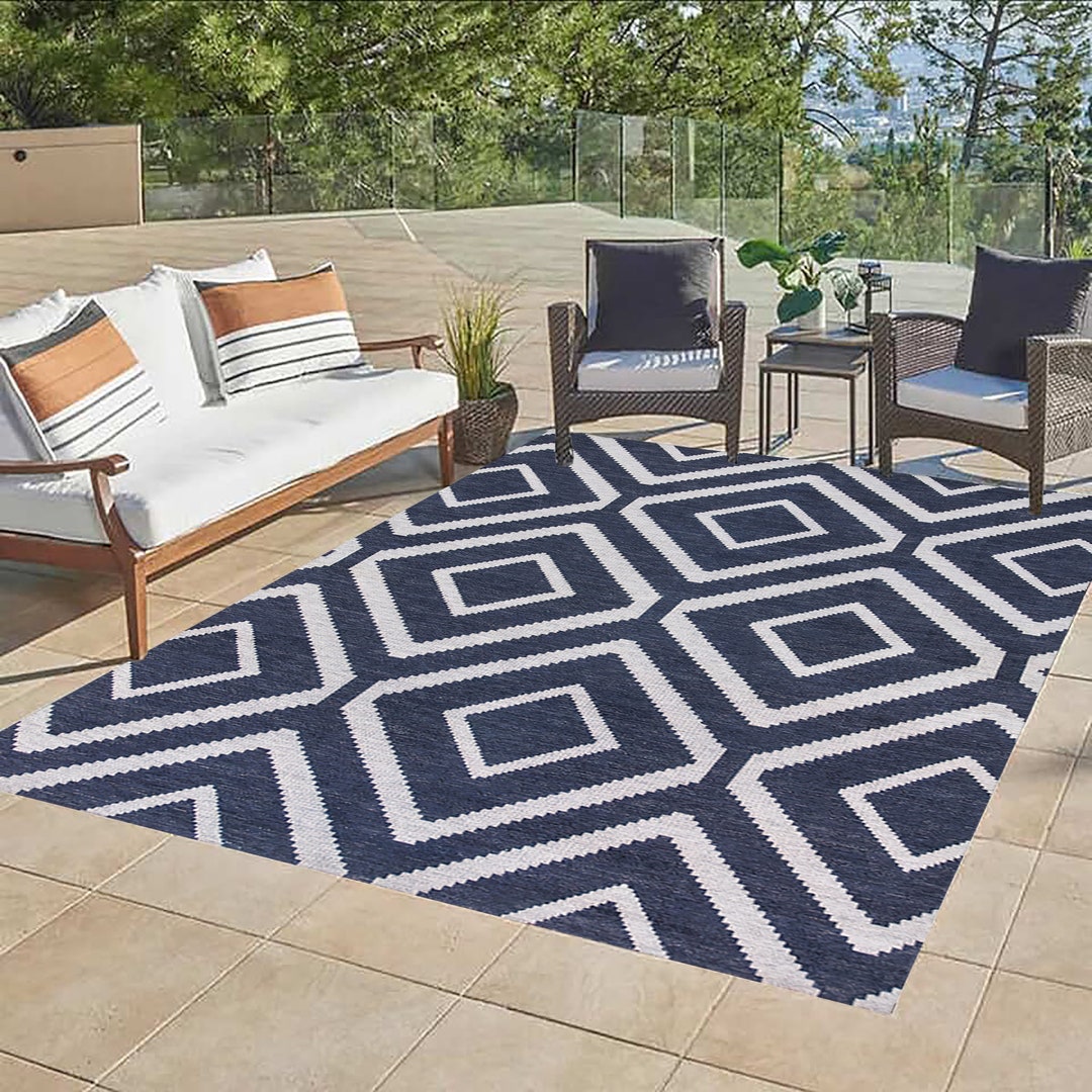 Blue Outdoor Decor,garden Patio Area Rug,outdoor Mat,custom Rug,gift ...