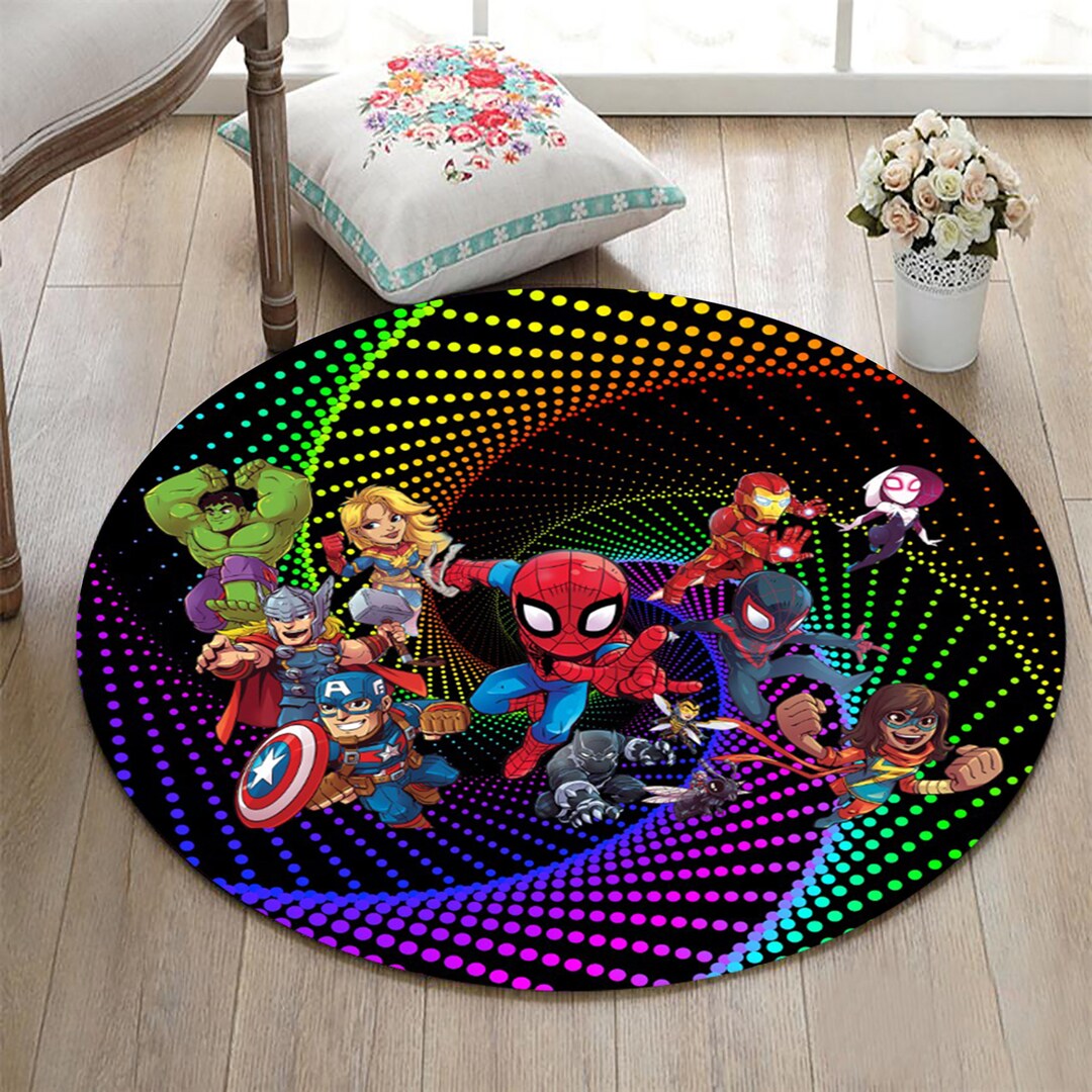 Avengers Round Rug, Non-slip Kids Room Decor, Personalized - Etsy