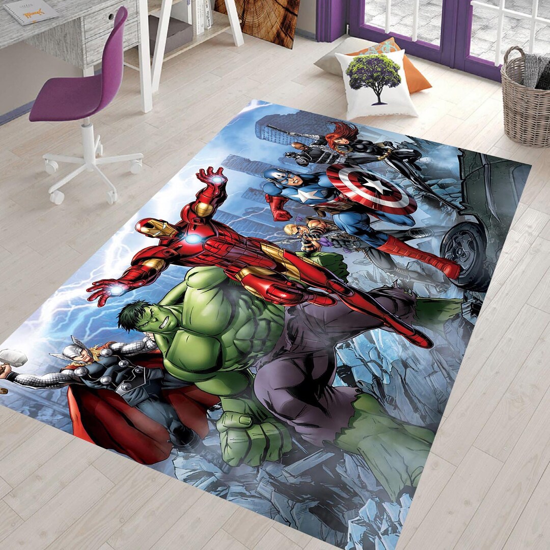 Avengers Rug: Iron Man, Thor, Hulk, Kids Room Decor - Etsy