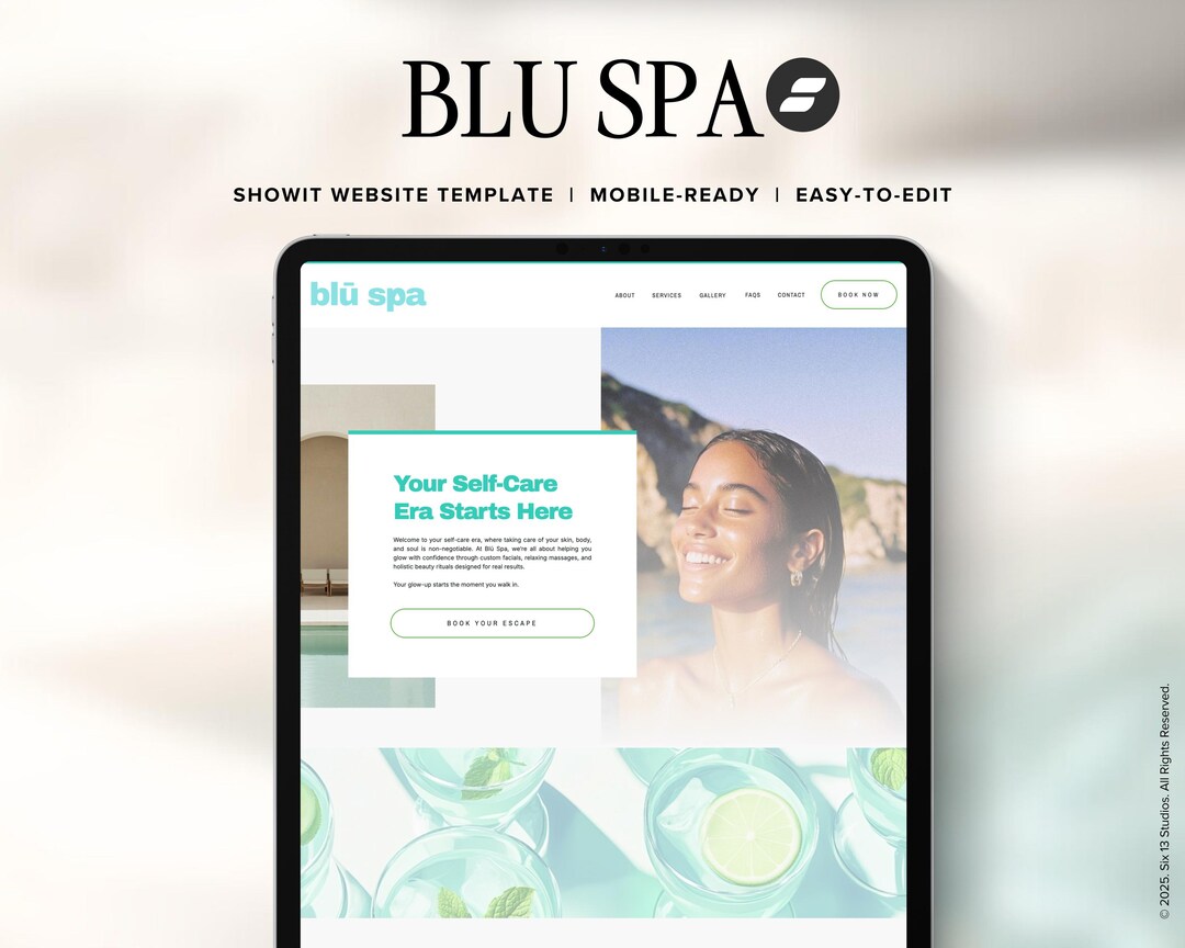 Blu Spa Showit Website Template: Wellness & Esthetician Design (digital ...