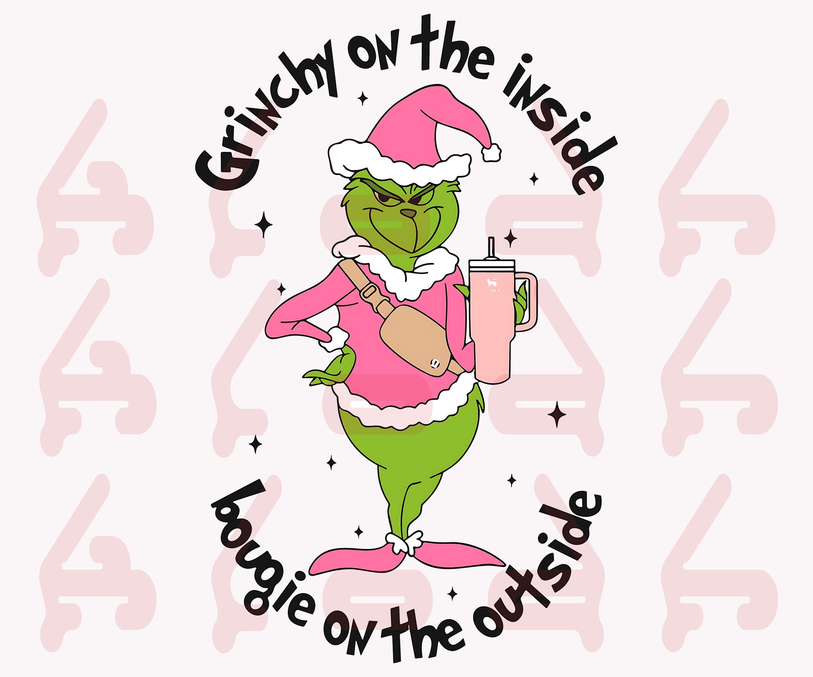 Pink Bougie Grinch Pink PNG Svg Grinch Pink Bougie Preppy Christmas ...
