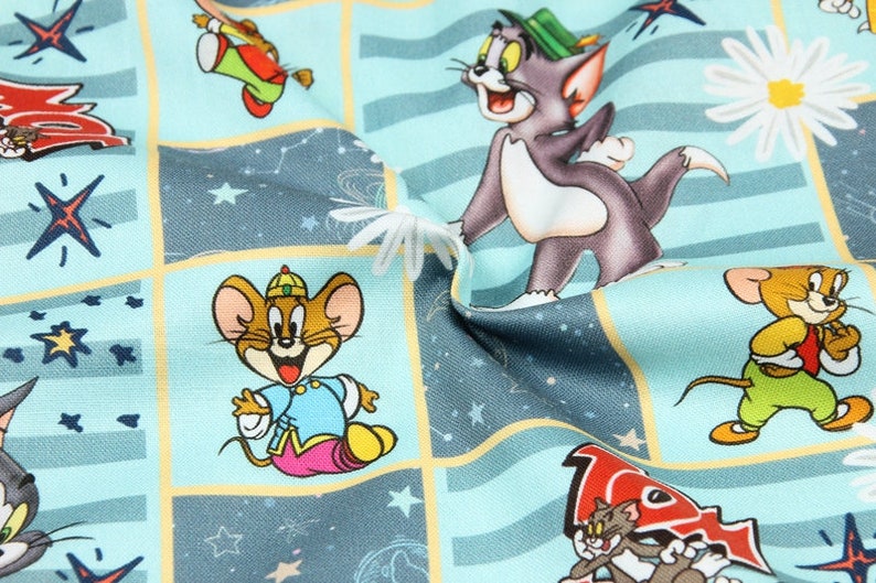 Tom and Jerry Fabric Tom Cat Jerry Mouse Cartoon Anime Cotton - Etsy
