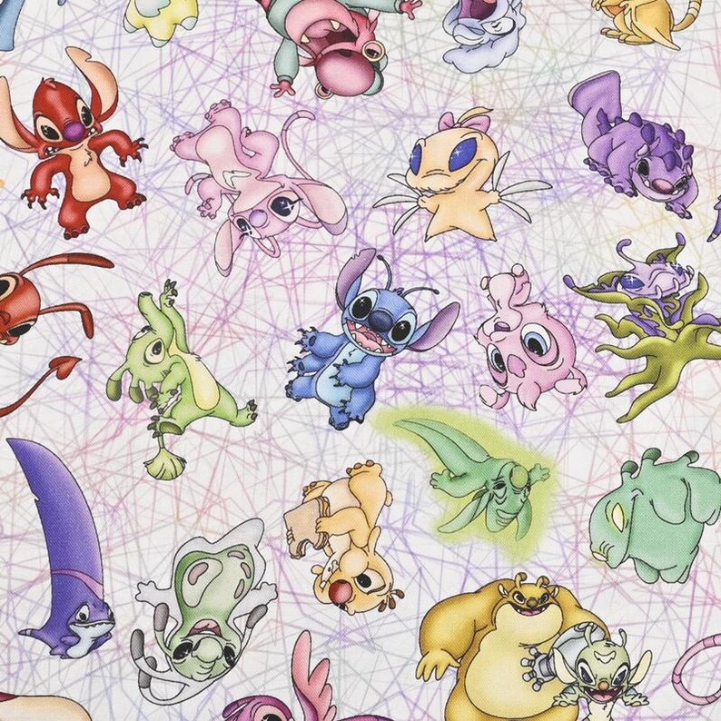 Stitch Fabric Blue Koala Cartoon Anime Cotton Fabric by the Half Yard ...