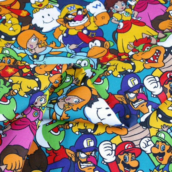 Super Mario Fabric by the Yard - Etsy