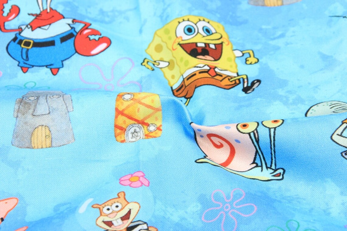 Spongebob Squarepants Fabric Spongebob Patrick Cartoon Anime Cotton ...
