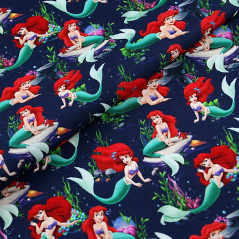 Ariel the Little Mermaid Fabric Disney Princess Cartoon Anime Cotton ...