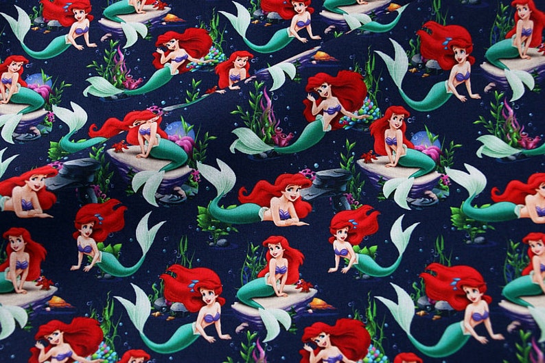 Ariel the Little Mermaid Fabric Disney Princess Cartoon Anime Cotton ...