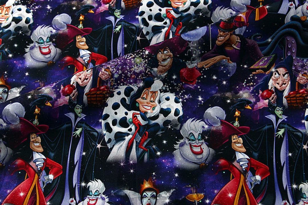 Evil Characters Fabric Disney Cartoon Anime Cotton Fabric by the Half ...