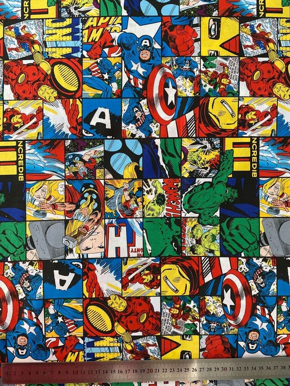 Avengers Fabric Marvel Character Fabric Cartoon Anime Cotton - Etsy