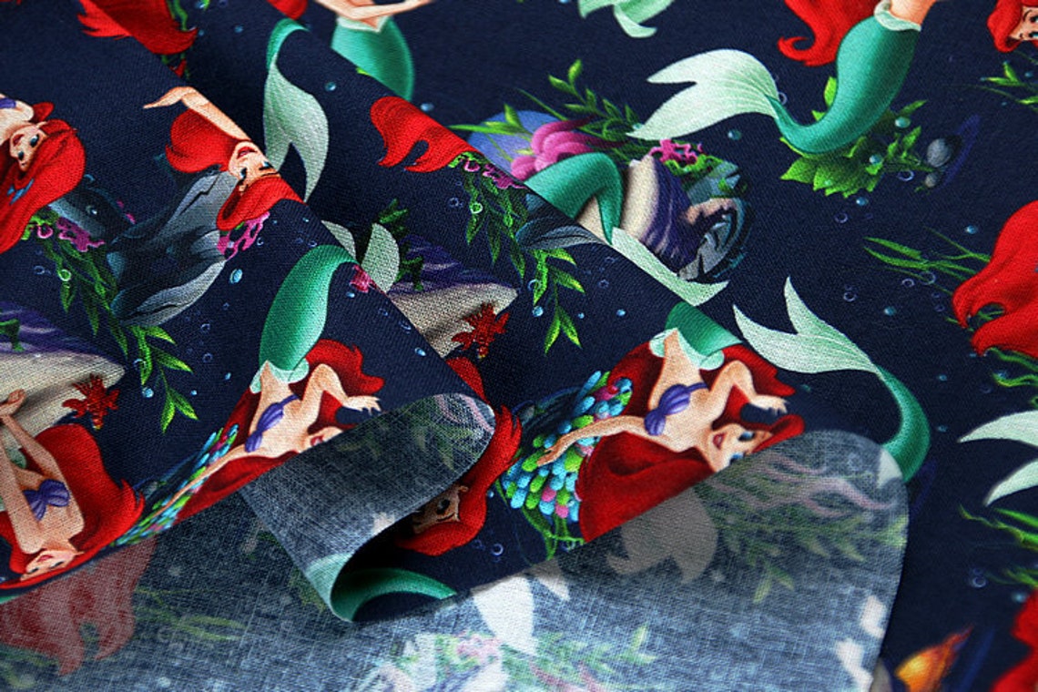 Ariel the Little Mermaid Fabric Disney Princess Cartoon Anime Cotton ...