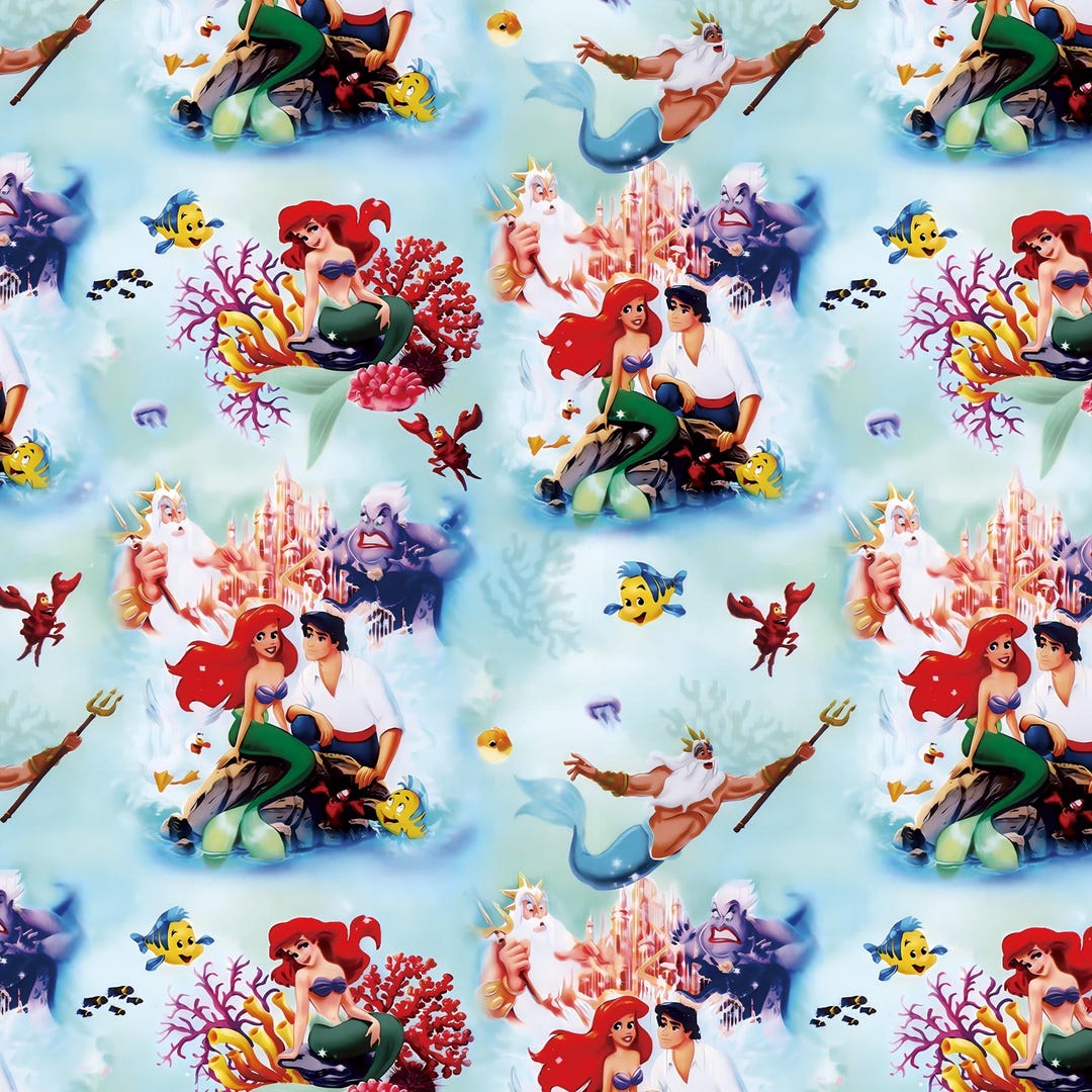 The Little Mermaid Fabric Ariel Fabric Cartoon Anime Cotton Fabric by ...