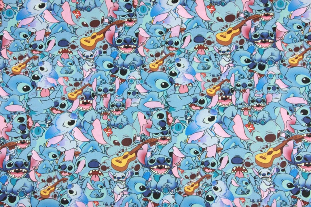 Dancing Singing Stitch Fabric Blue Koala Cartoon Anime Cotton Fabric by ...