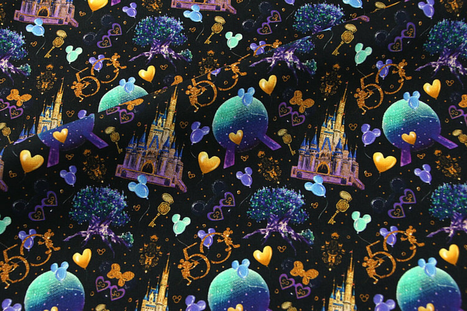 Disney Inspired 50th Anniversary Fabric Magic Kingdom - Etsy