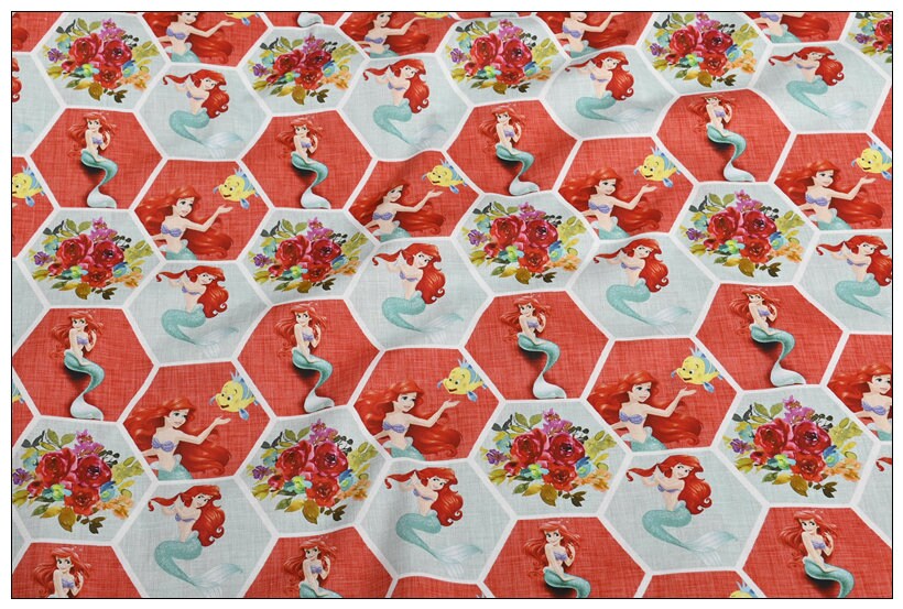 Ariel the Little Mermaid Fabric Disney Princess Fabric Cartoon - Etsy