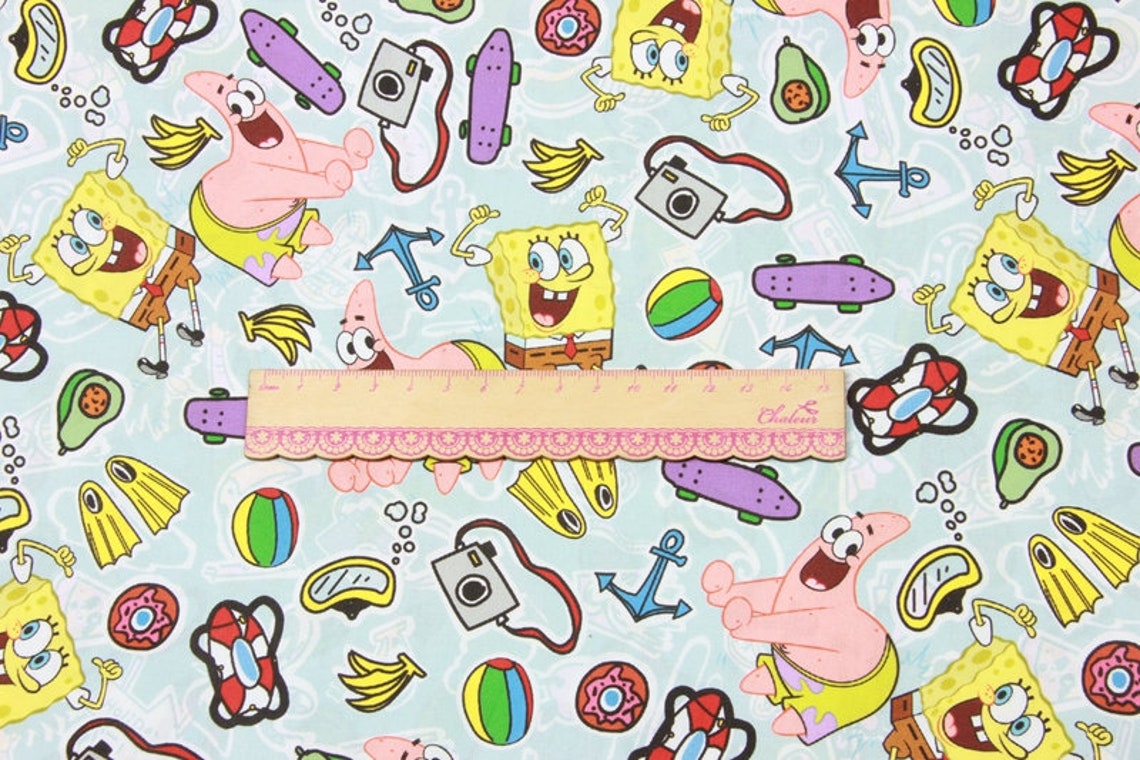Spongebob Squarepants Fabric Spongebob Patrick Cartoon Anime - Etsy