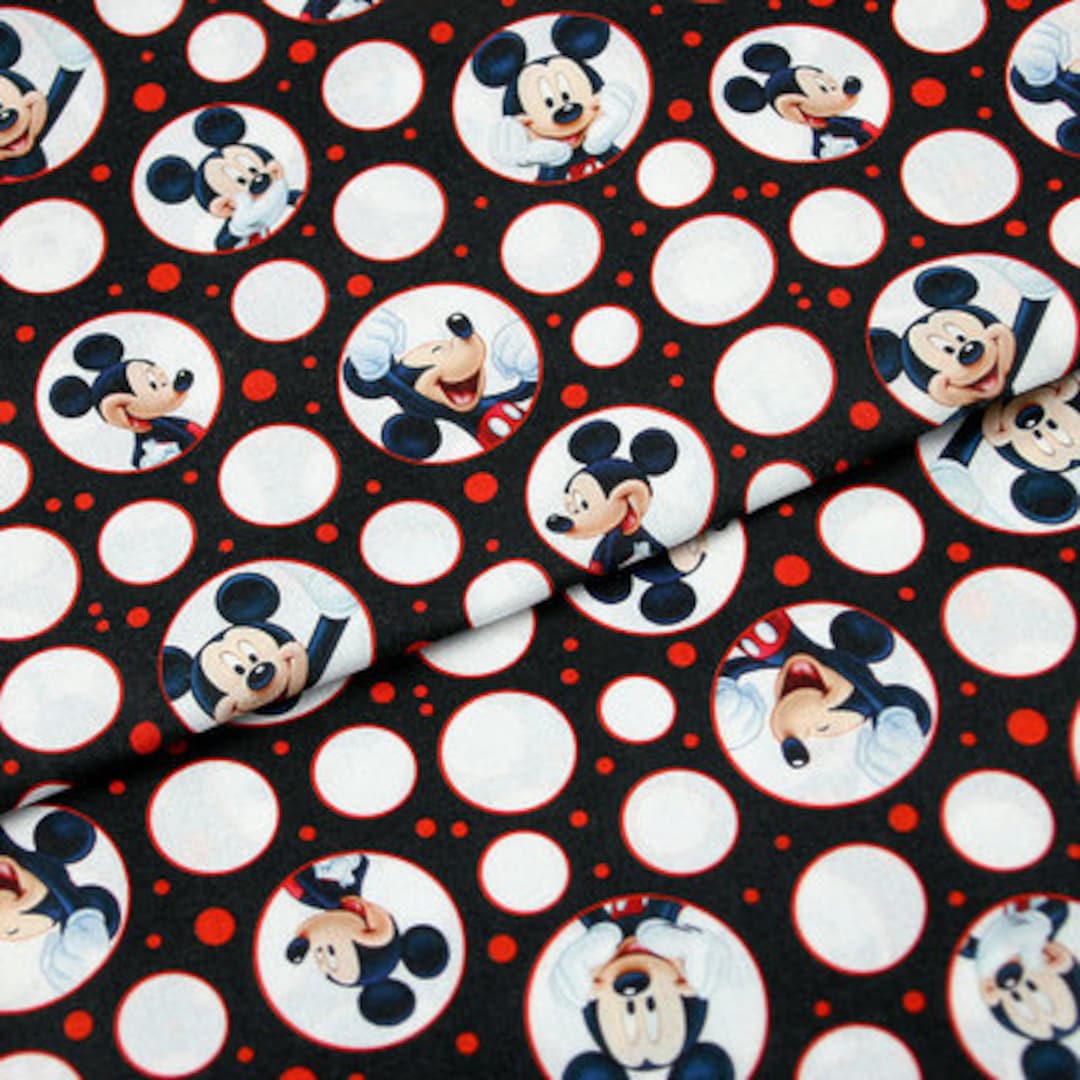Mickey Minnie Mouse Fabric Disney Cartoon Anime Cotton Fabric by the ...