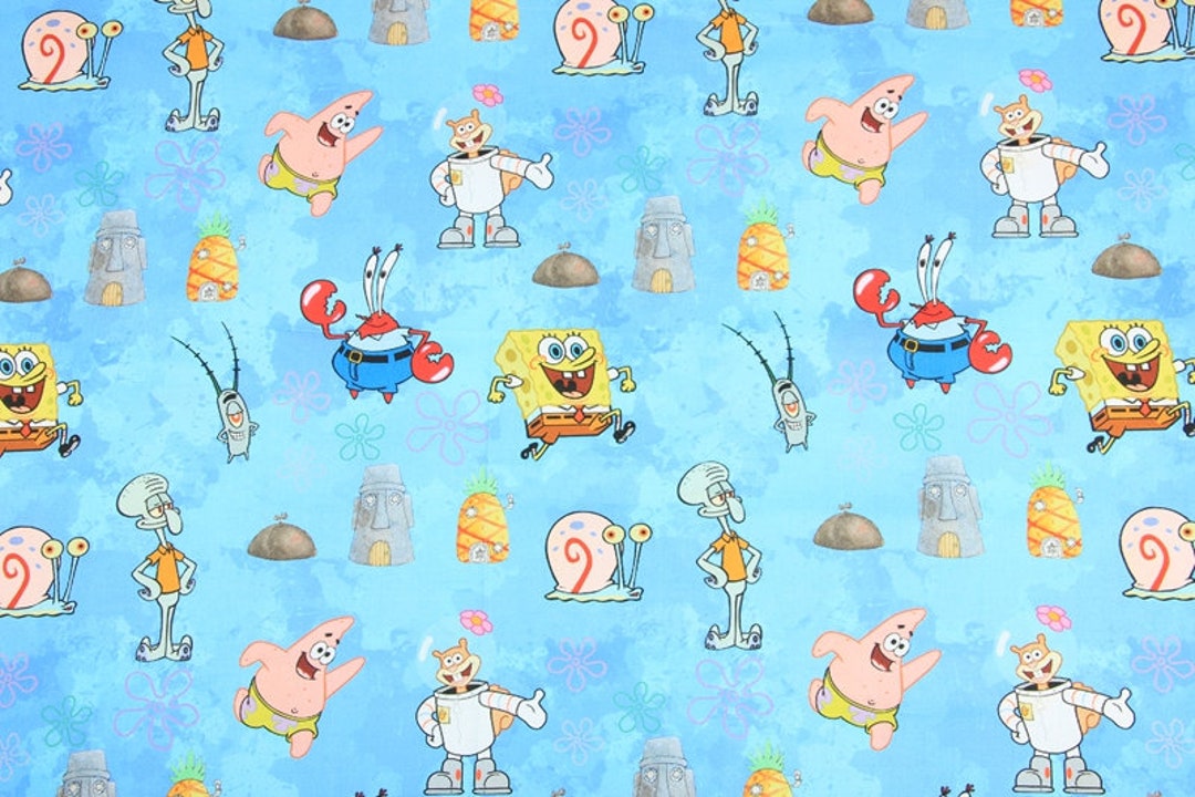 Spongebob Squarepants Fabric Spongebob Patrick Cartoon Anime Cotton ...