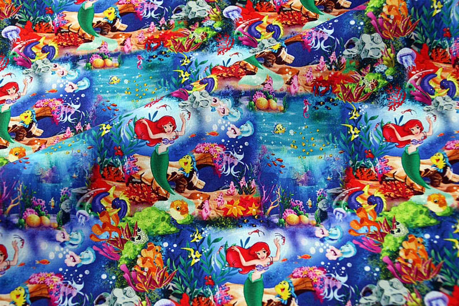Ariel the Little Mermaid Fabric Disney Princess Cartoon Anime Cotton ...