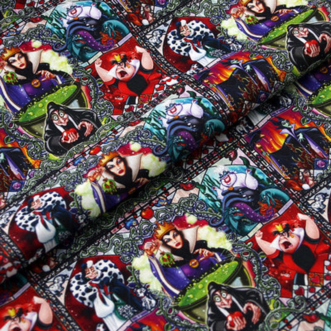 Evil Characters Fabric Disney Cartoon Anime Cotton Fabric by the Half ...