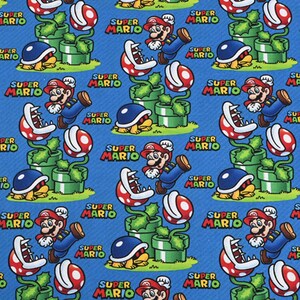 Super Mario Fabric Mario Video Game Japanese Cartoon Anime Cotton ...