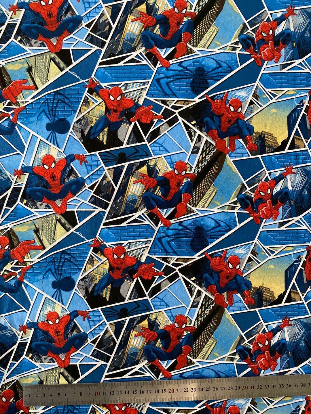 Spiderman Fabric Marvel Spider Cartoon Anime Cotton Fabric by the Half ...