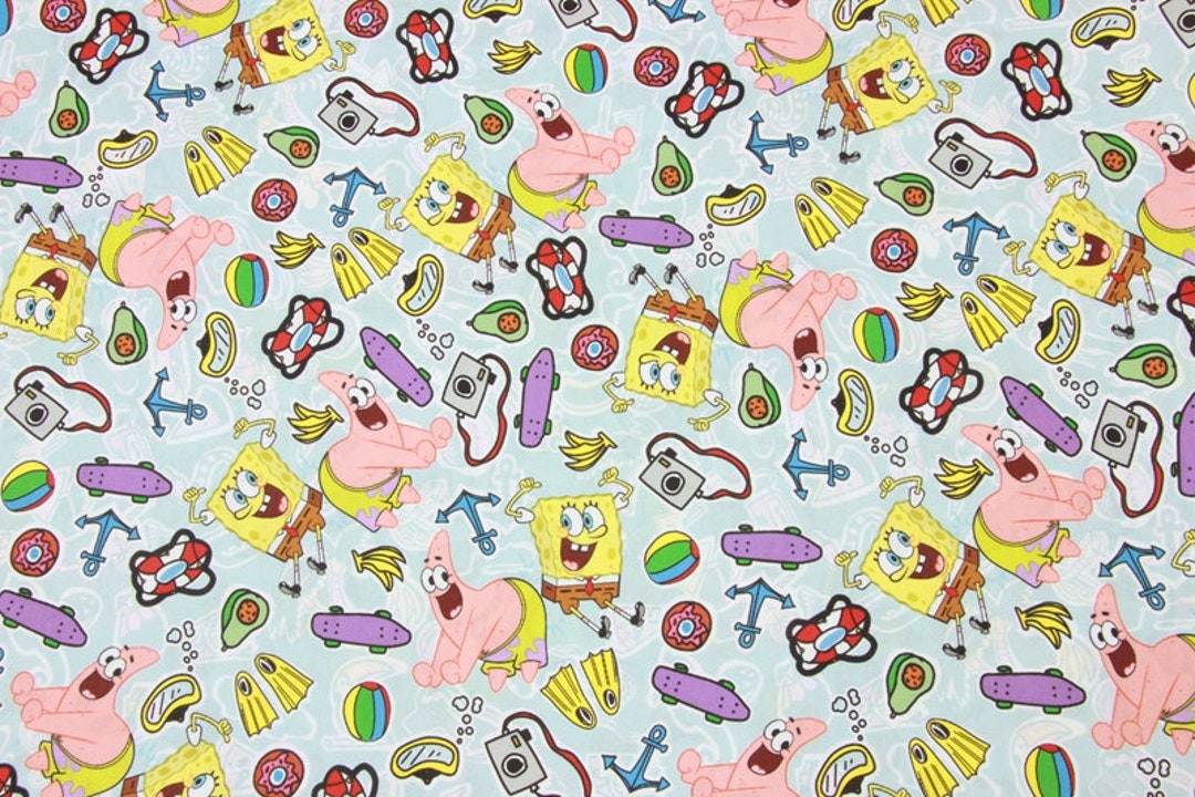 Spongebob Squarepants Fabric Spongebob Patrick Cartoon Anime Cotton ...