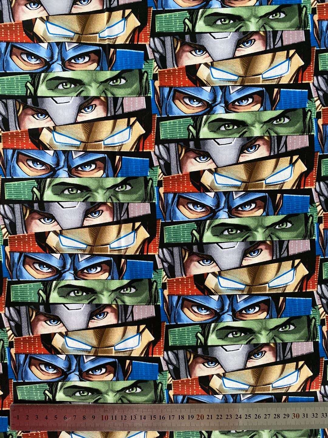 Avengers Fabric Marvel Retro Action Comic Fabric Cartoon Anime Cotton ...