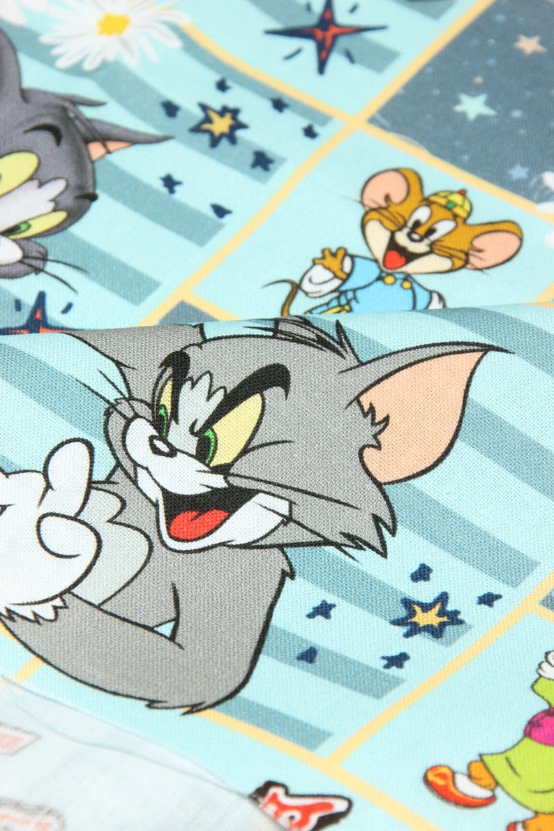 Tom and Jerry Fabric Tom Cat Jerry Mouse Cartoon Anime Cotton - Etsy