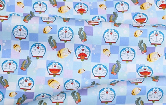 Doraemon Fabric Pokonyan Cat Cartoon Anime Cotton Fabric by - Etsy