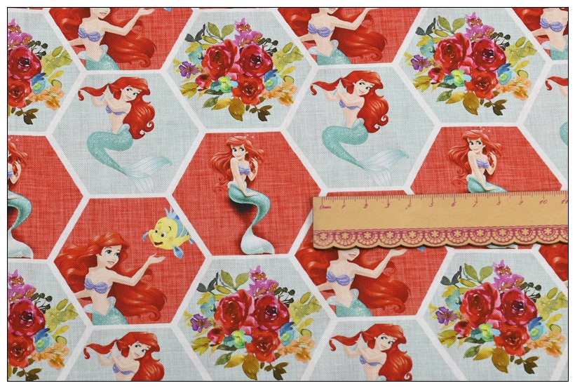 Ariel the Little Mermaid Fabric Disney Princess Fabric Cartoon - Etsy