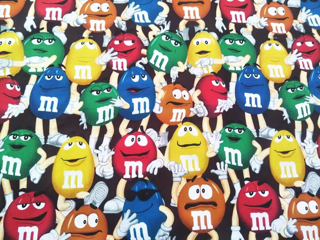M&m's Fabric Multi-colored Chocolates Candy Fabric Cartoon Anime Cotton ...