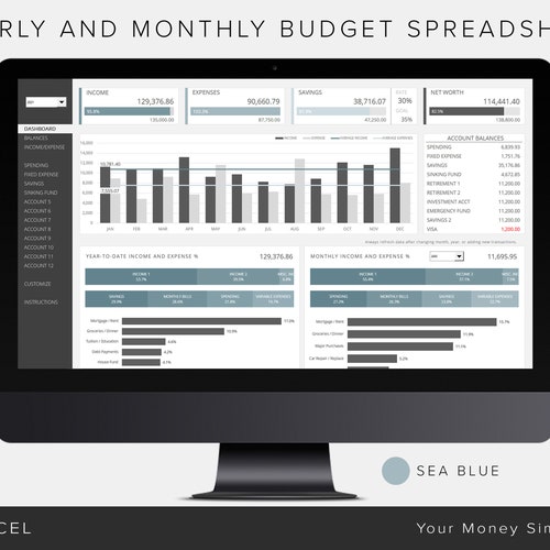Minimalist-ms Excel Budget Template Spreadsheet - Etsy