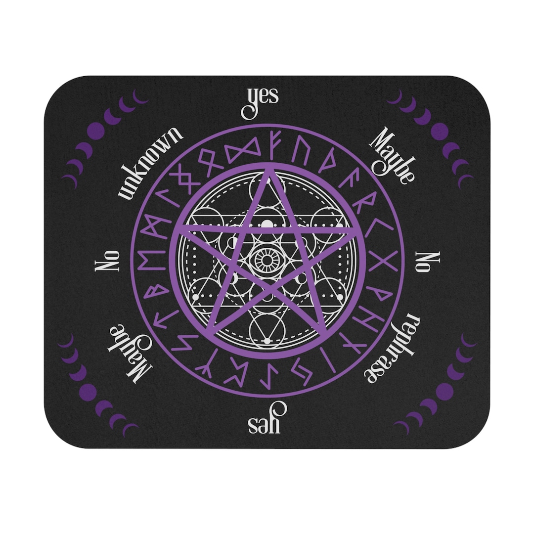 Pendulum Dowsing Chart Mat. Purple and Black Pentagram and Sacred ...