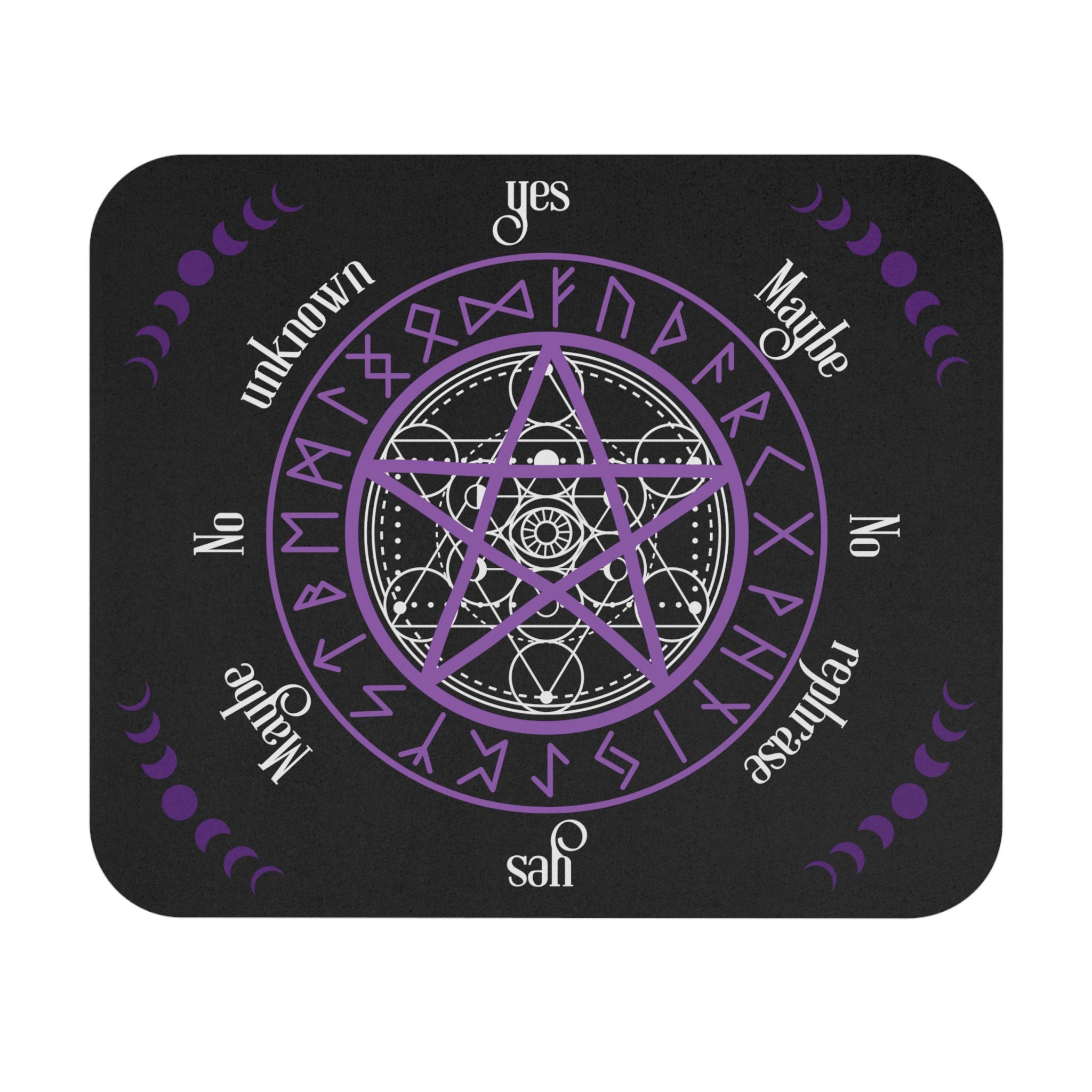 Pendulum Dowsing Chart Mat. Purple and Black Pentagram and Sacred ...