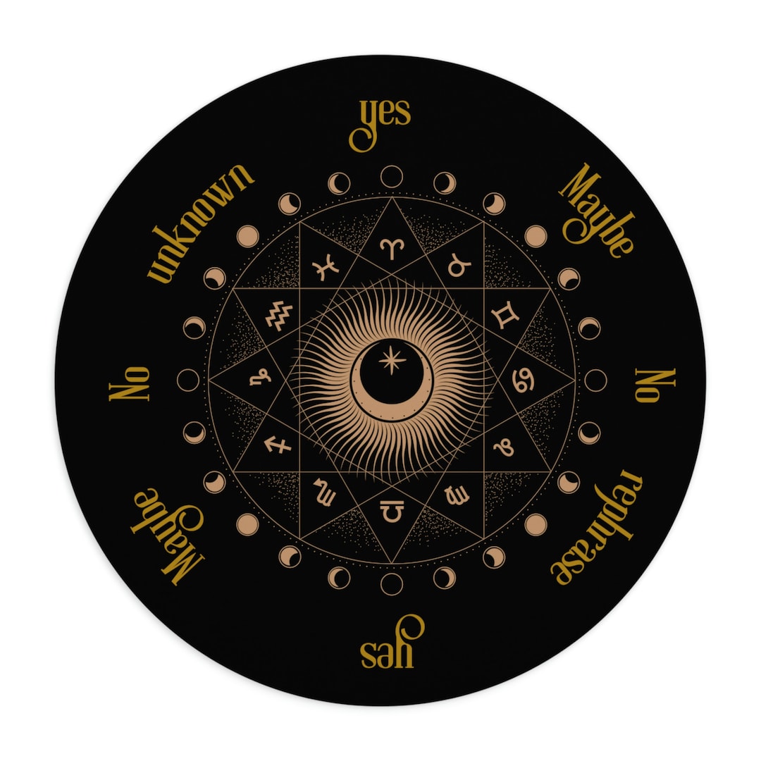 Gold and Black Zodiac Moon and Stars Dowsing Mat. Pendulum Map ...