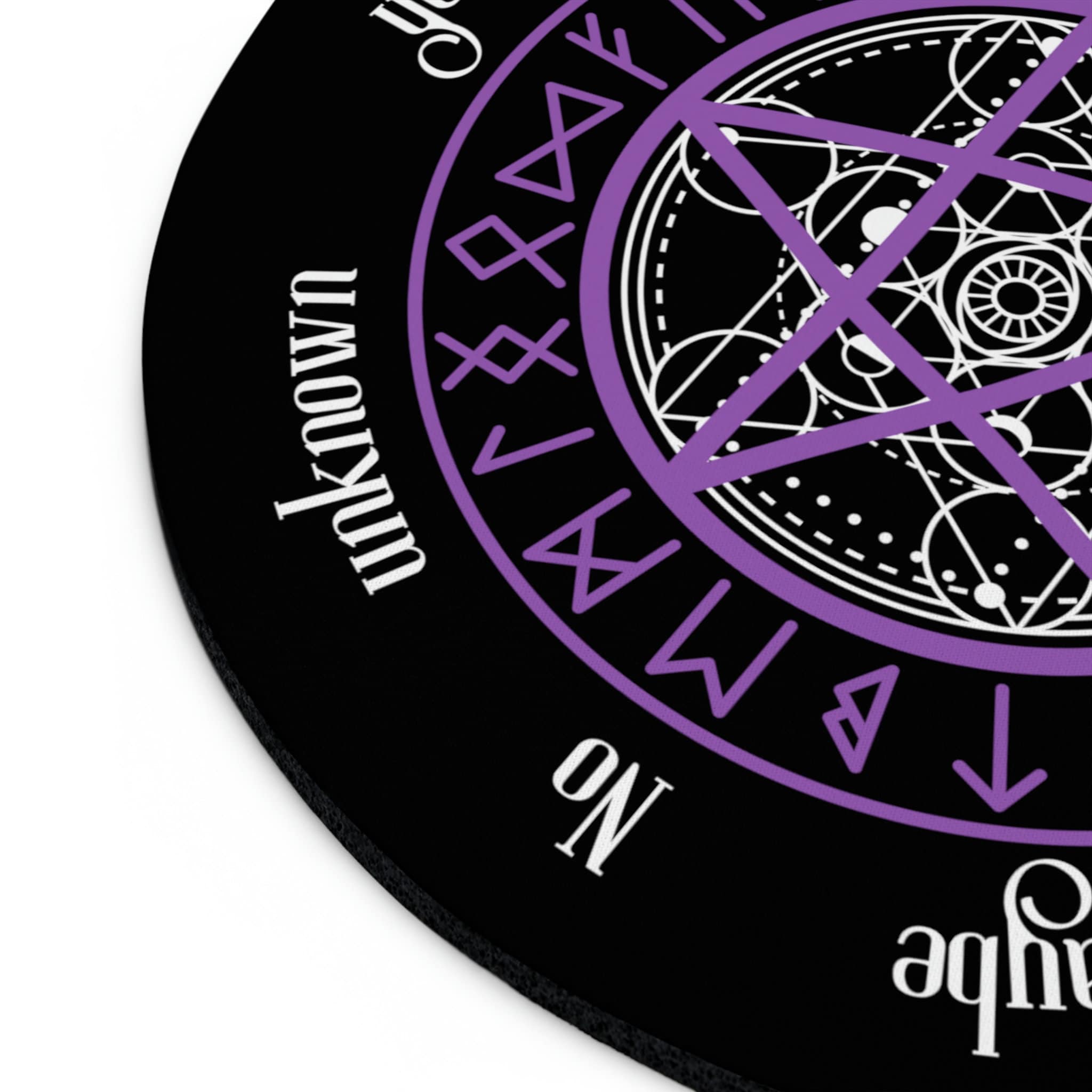 Pentagram and Runes Dowsing Mat. Purple and Black Sacred Geometry Moon ...