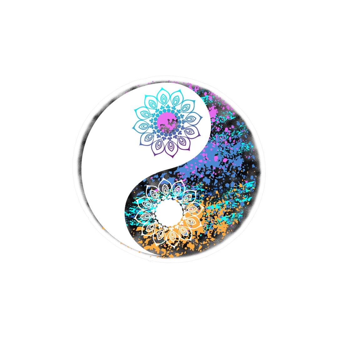 Yin Yang Colorful Flower Graphic Vinyl Decal. Yin Yang Sticker for ...