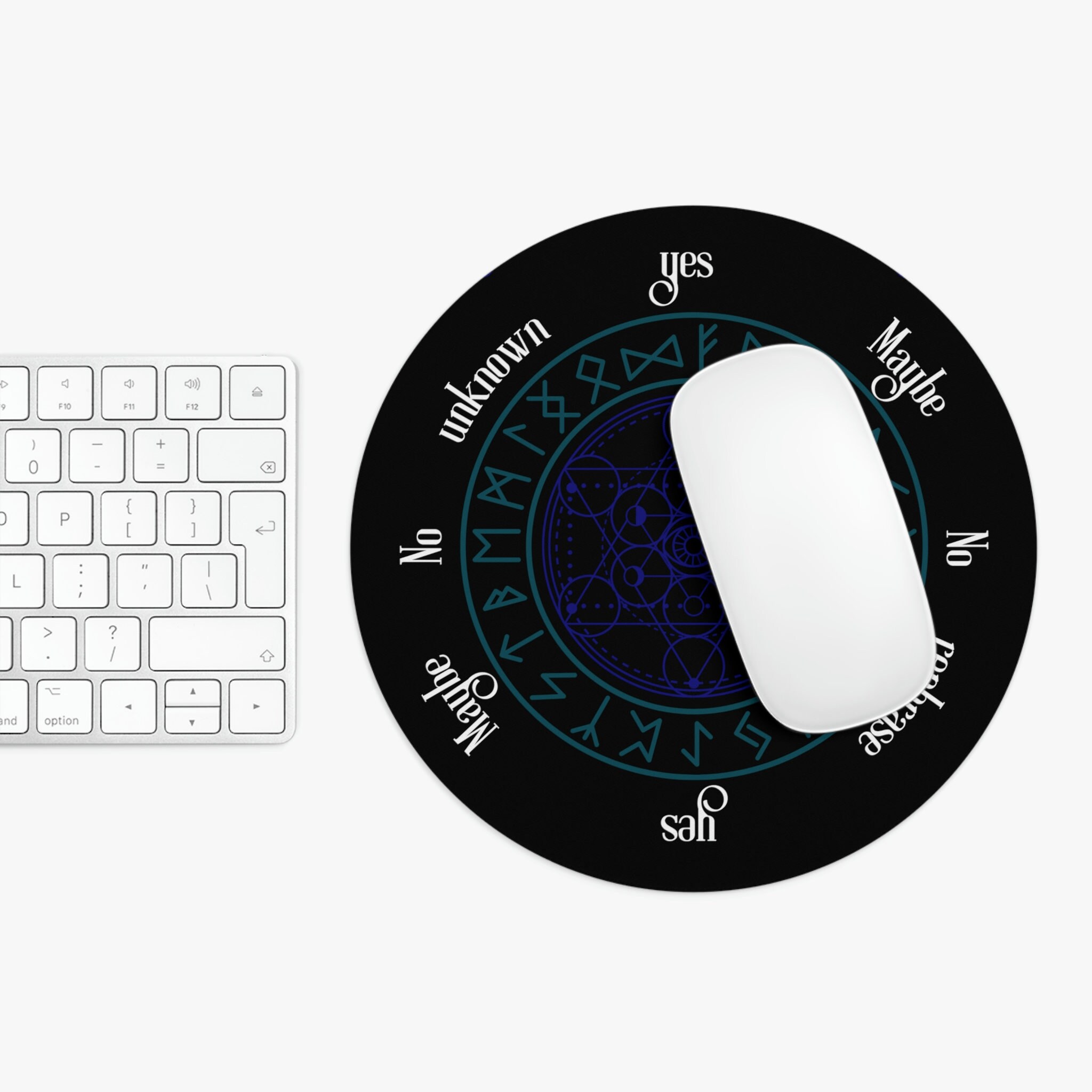 Green and Blue Circular Dowsing Chart Mat With Sacred Geometry and ...