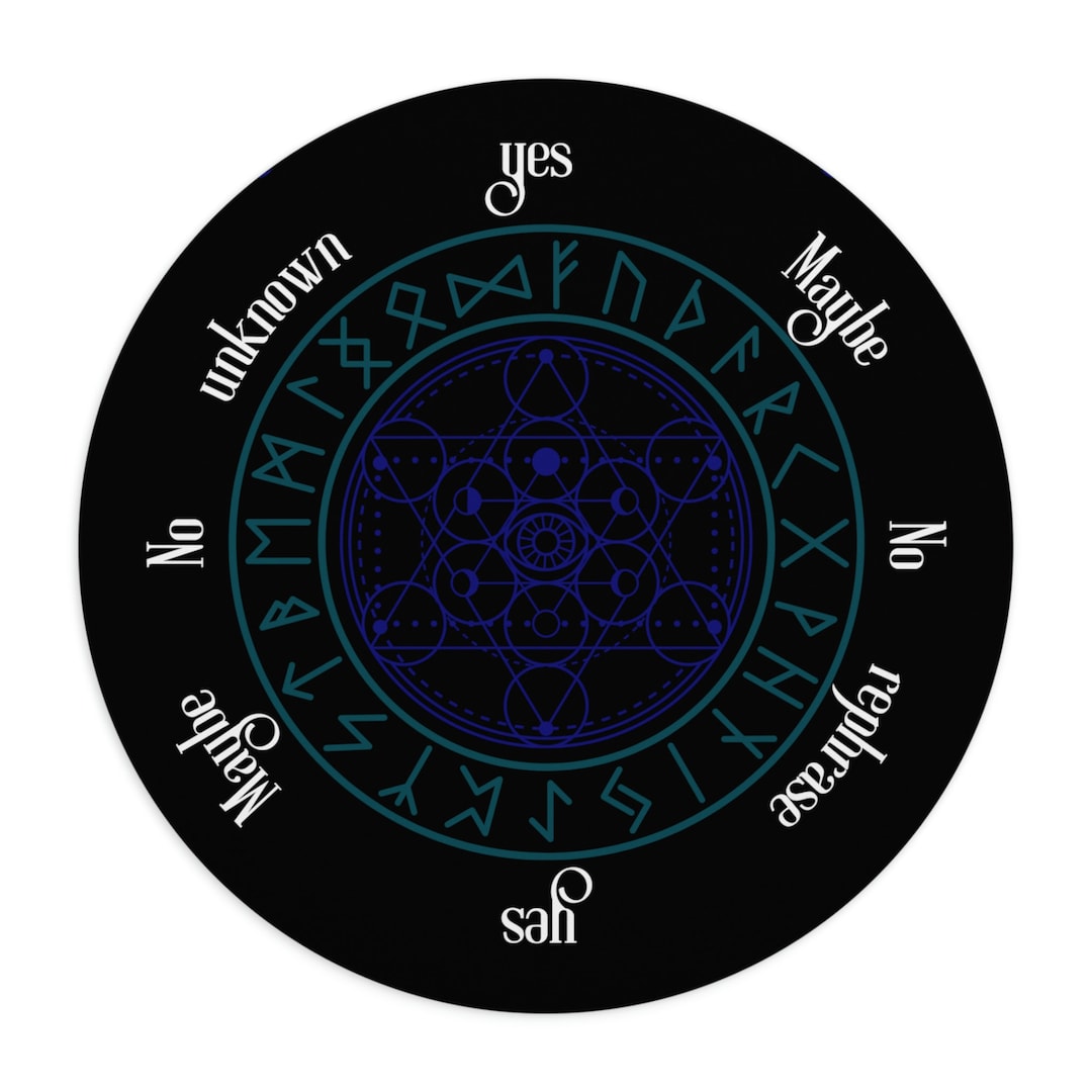 Green and Blue Circular Dowsing Chart Mat With Sacred Geometry and ...